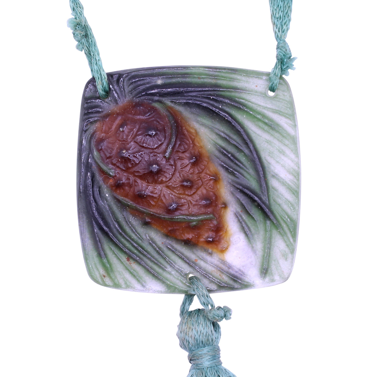 Gabriel Argy-Rousseau Pine Cone Glass Plaque Pendant Necklace – The Vintage Jewel